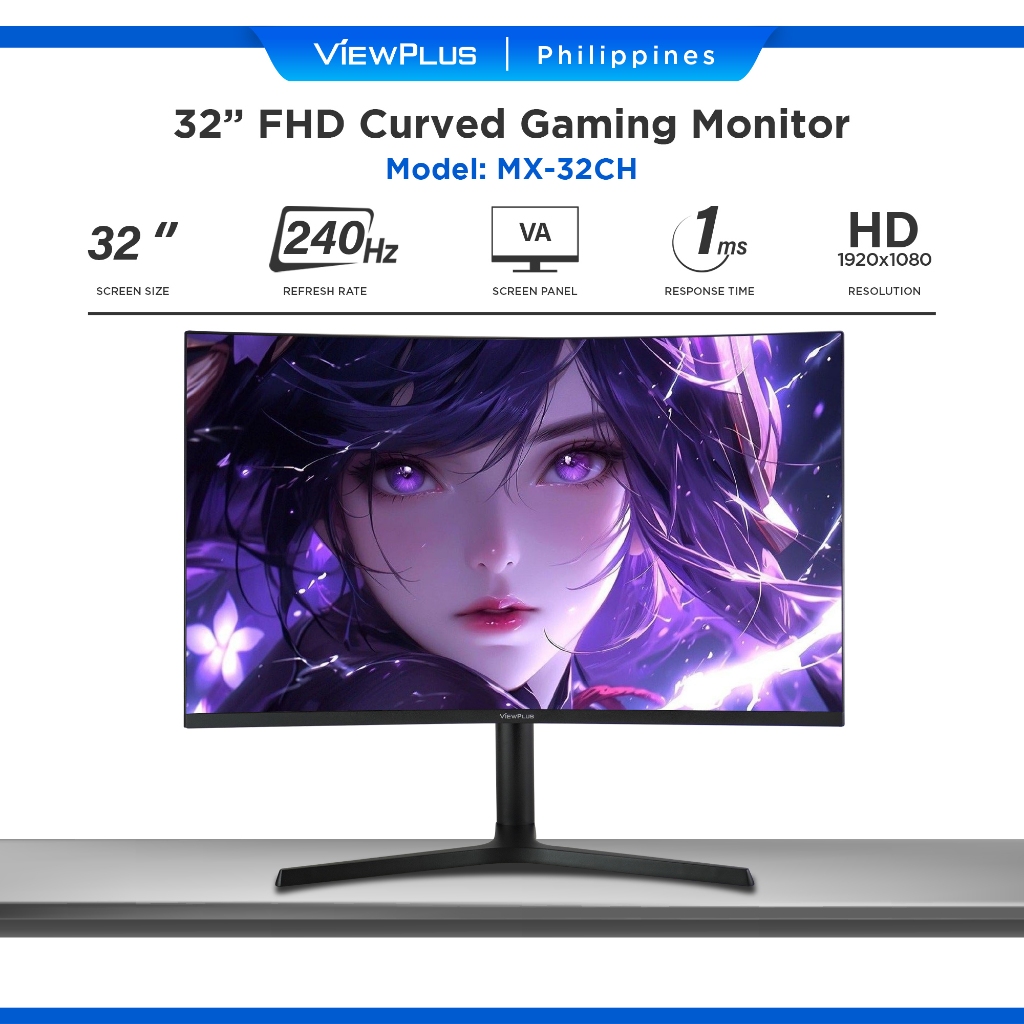 Viewplus MX-32CH 32"Inch Gaming Curved Monitor 240Hz 1500R Ultra-Wide ...