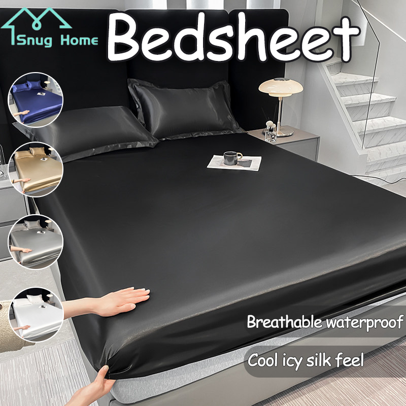 Bedsheet Satin Silk Bedsheets Soft Cooler Bed Fade Resistant Bed Sheet ...