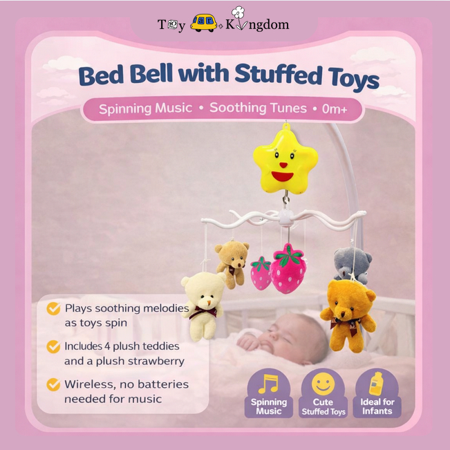 SPINNING BEARS Musical Crib Mobile Bed Bell Toy #689-4 Rotating Stuffed ...