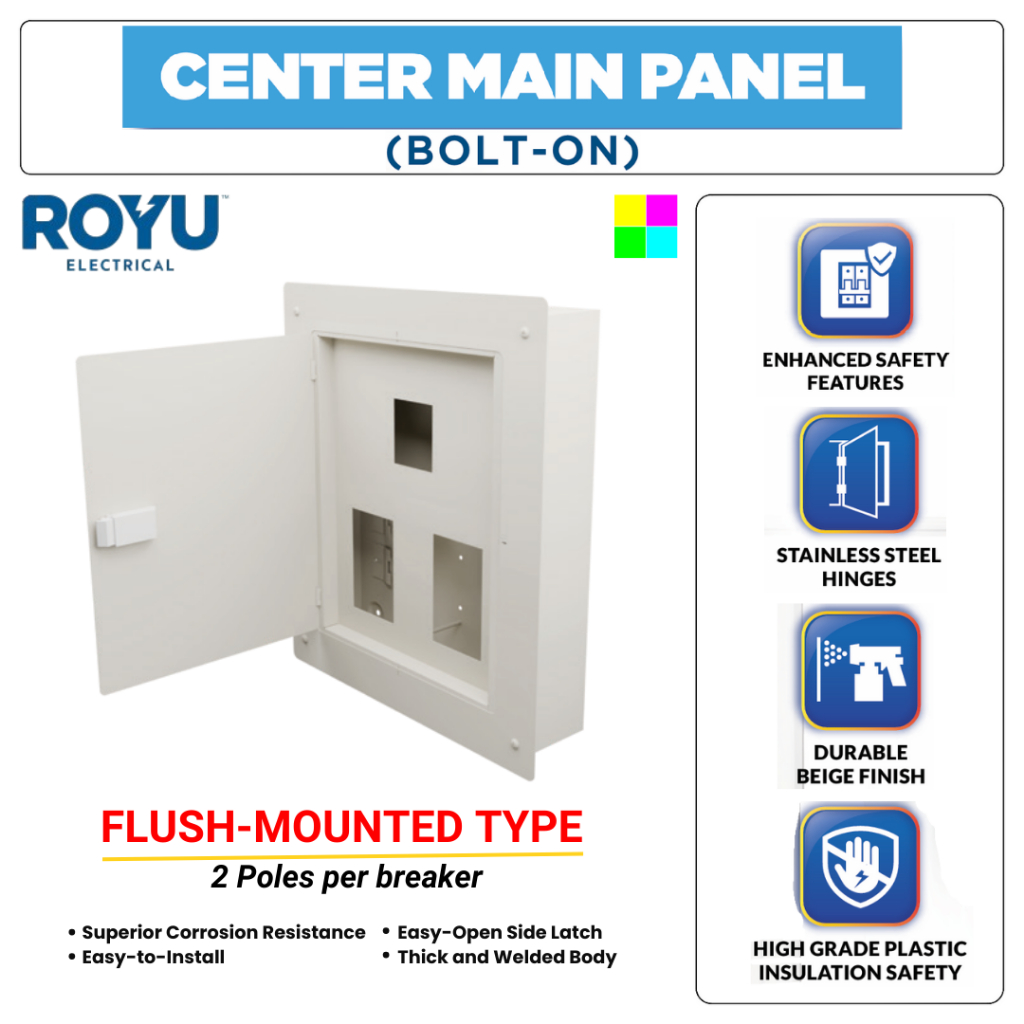 Royu CENTER MAIN PANEL/ PANEL BOARD (BOLT ON) Flush Mounted Type ...