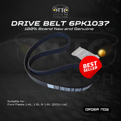GENUINE Drive Belt 6PK1037 for 1.4L, 1.5L & 1.6L Ford Fiesta 2011-Up ...
