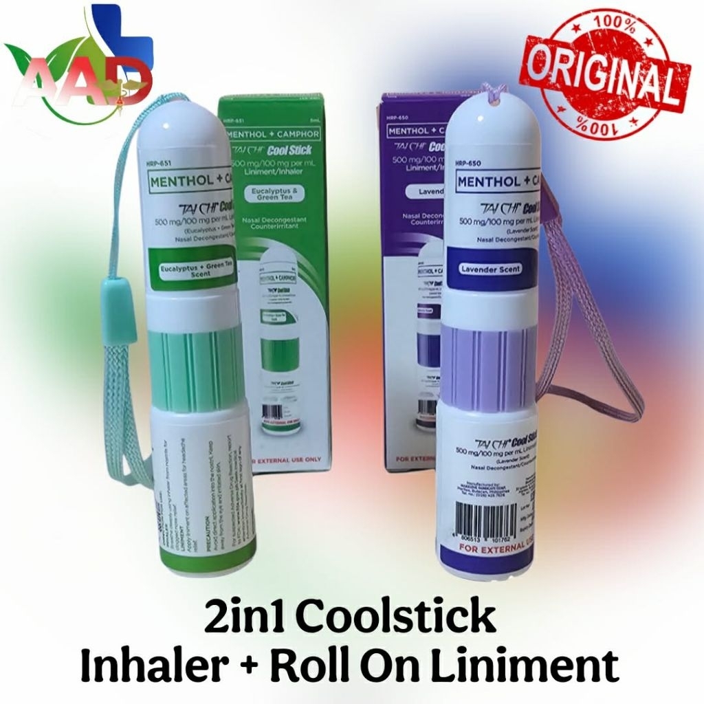 Tai Chi 2in1 Cool Stick Inhaler + Roll on Liniment ( Nasal Decongestant ...