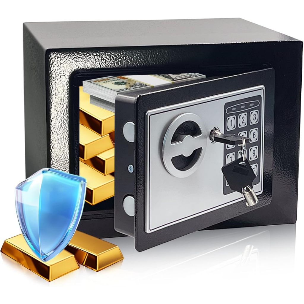 Digital Safe Box with Password and Emergency Key Security Cash Box All ...