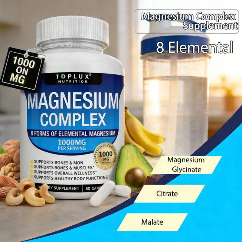 Magnesium Complex 8 Elemental 1000mg - Magnesium Glycinate, Citrate ...