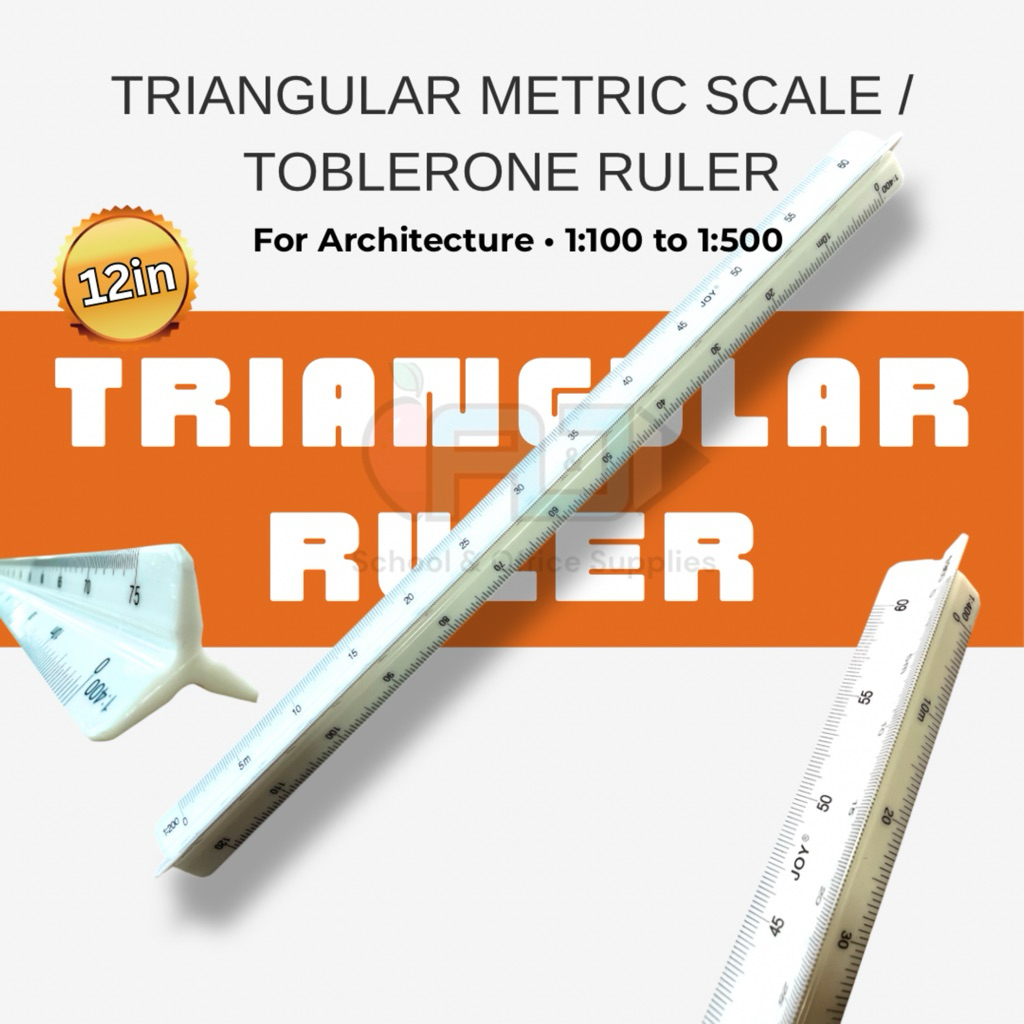 Triangular Metric Scale/Toblerone Ruler 12 inch for Architecture (1:100 ...