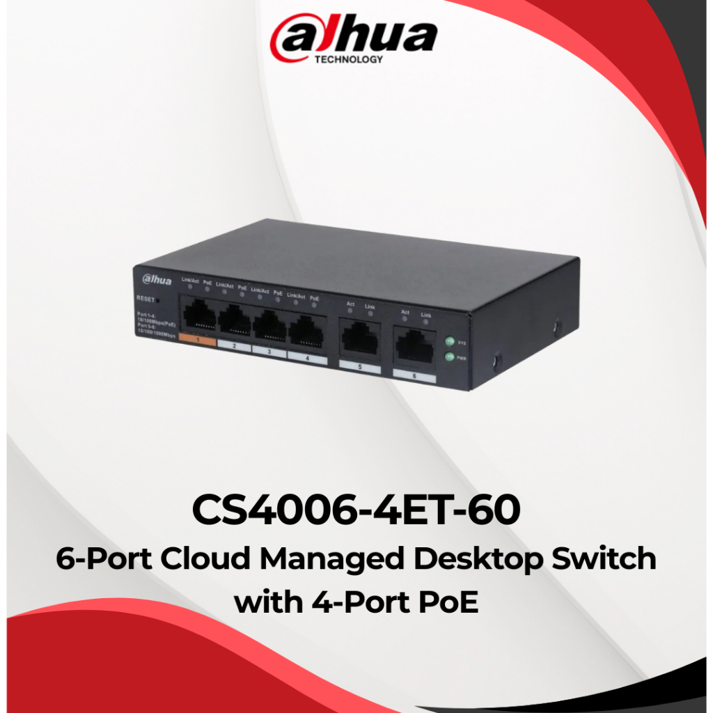 6-Port Cloud Managed Desktop Switch with 4-Port PoE (CS4006-4ET-60 ...