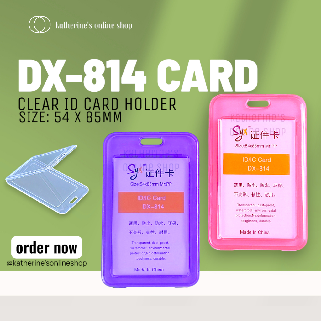DX814 Waterproof Transparent PVC ID Card Cover Plastic Card Holder Case ...