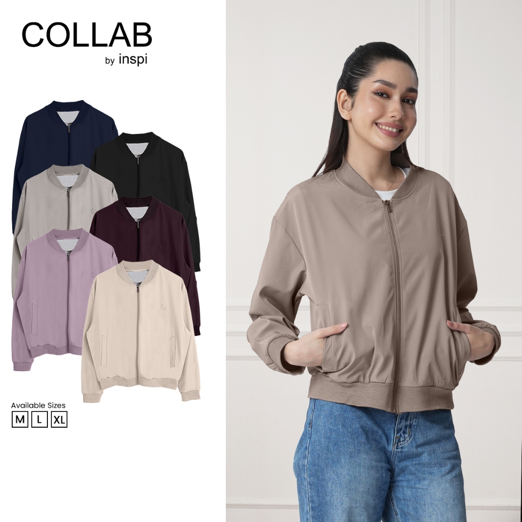COLLAB by Inspi Korean-Style Cropped Bomber Jacket For Women Full ...