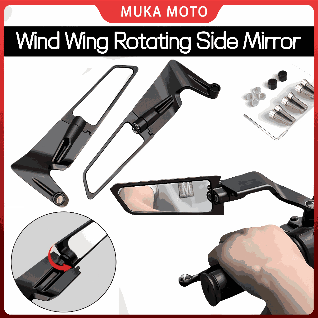 CNC Wind Wing Rotating Side Mirror Universal Reduces Wind Resistance ...