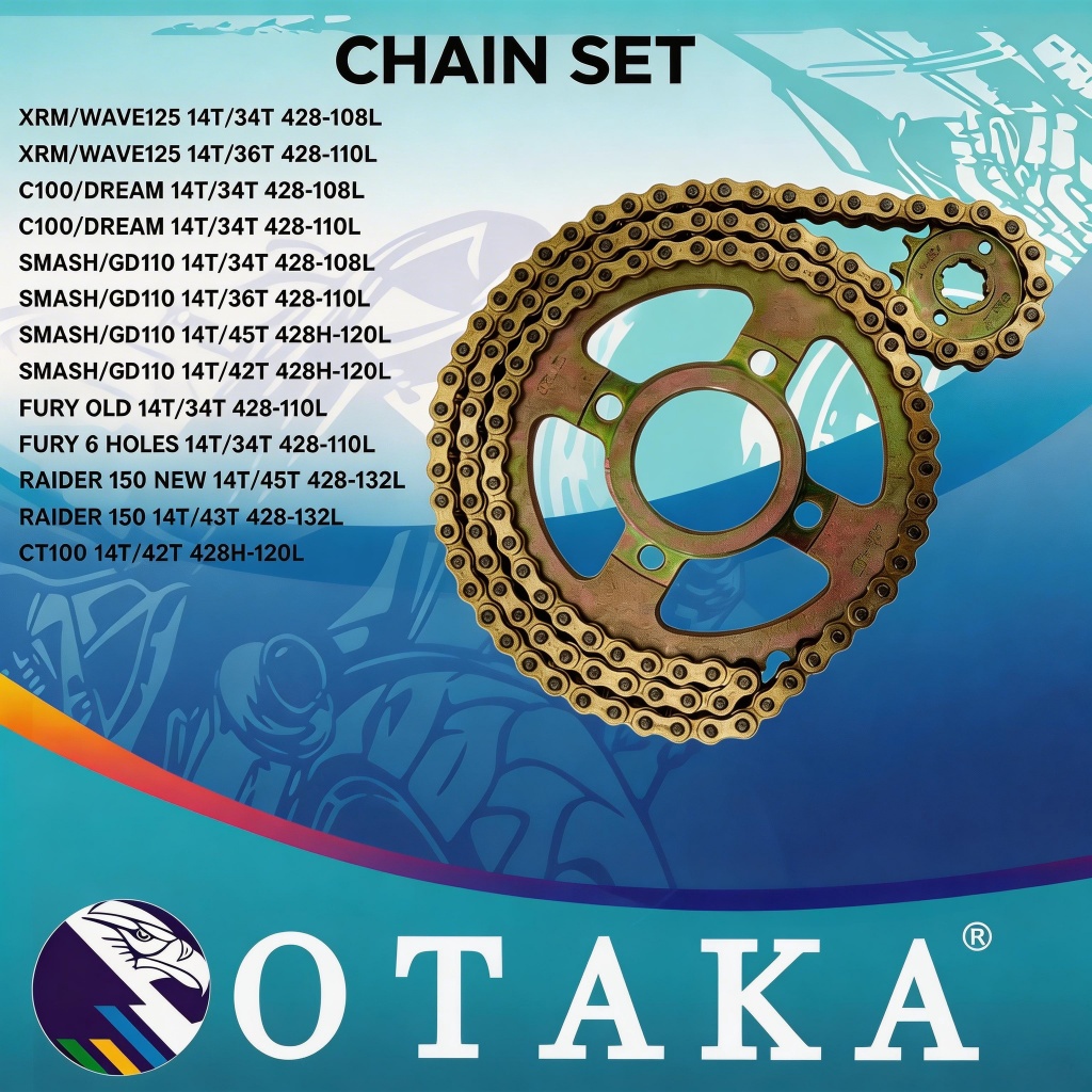 OTAKA MOTORCYCLE CHAIN AND SPROCKET/CHAIN SET | Shopee Philippines
