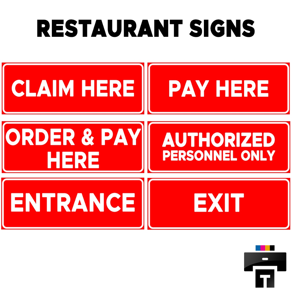 RESTAURANT SIGNS WATER PROOF STICKER, Sticker sign, Sintra Board 11x4 ...