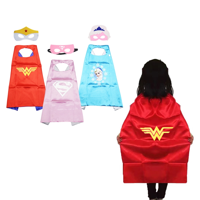 Superhero Mask Cape Costume For Girls With Marvel Style Cloak Kids ...