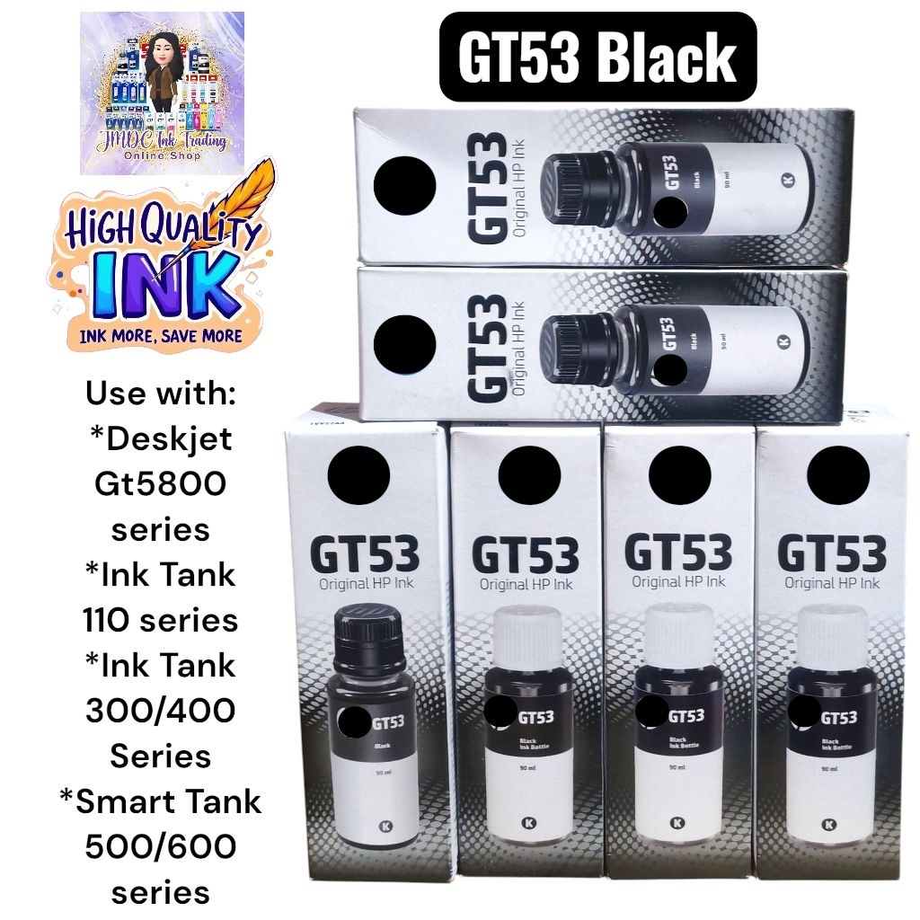 GT53 BK (Black) Ink Refill 90ml for Deskjet Gt5800, Tank 110/ 300/400 ...