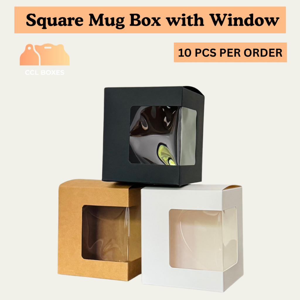 (10 PCS) Window Kraft Black White Box for Mugs, Cookies, Souvenirs ...