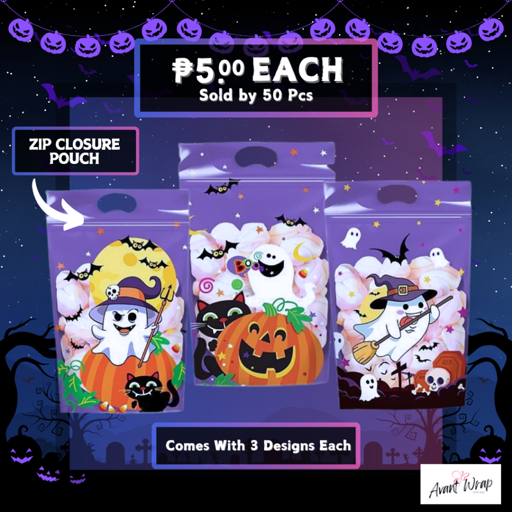 (50 PCS) PP1056 Halloween Trick or Treat Loot Bag Ghosts Chips Bag ...