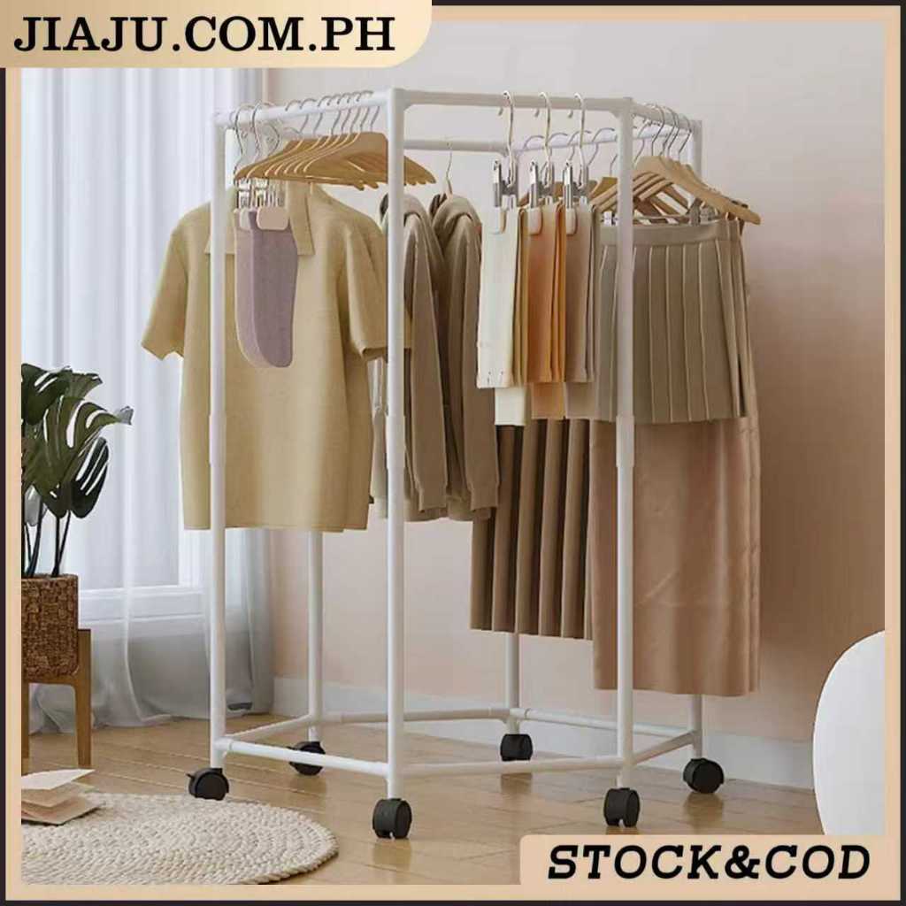 COD⚡Rotating Movable Clothes Drying Rack Thickened Clothes Rack ...