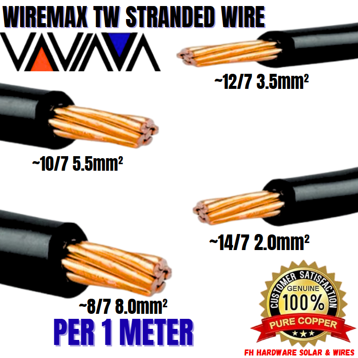 WIREMAX TW Stranded Wire PER 1 METER #14 (2.0mm) #12 (3.5mm) #10(5.5mm ...