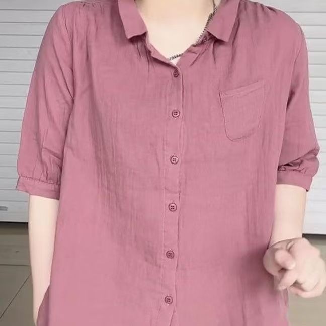 UIKI Women Korean Style Fashion Top Solid Color Loose Shirts Casual ...
