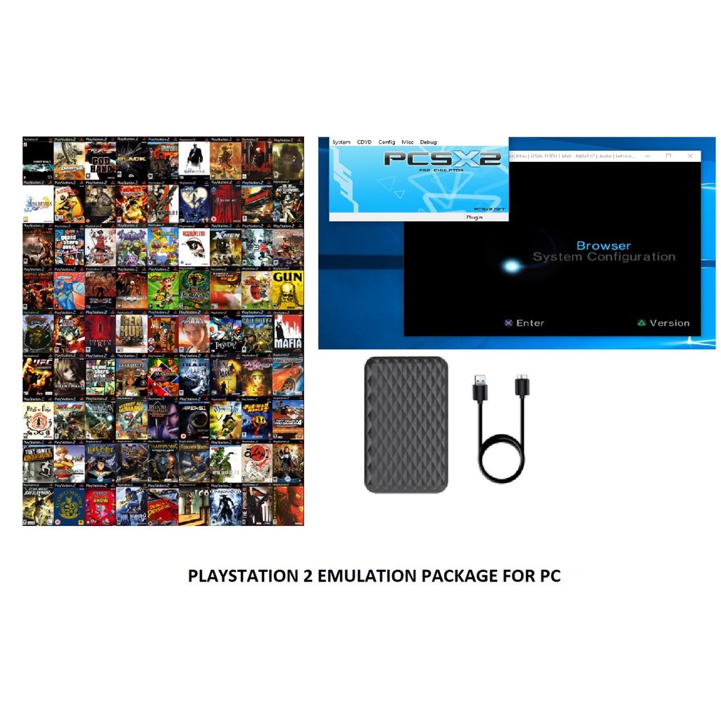 Playstation 2 EMULATOR EXTERNAL HDD TYPE for Laptop and Desktop WITH ...