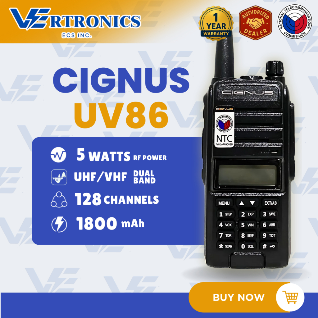 CIGNUS UV86 5watts Cheapest NTC Type UHF/VHF Dual band Two Way Radio ...
