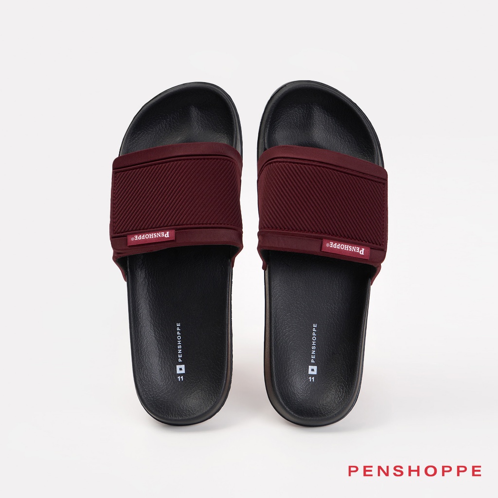 Penshoppe Padded Mesh with Velcro Band Slides Slippers For Men (Maroon ...