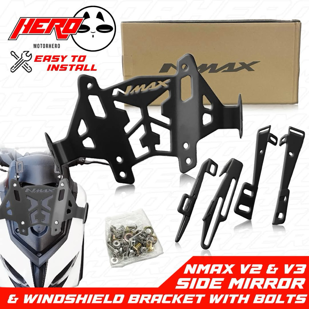 Nmax V2/V3 Side Mirror & Windshield Bracket Set With Bolts | Shopee ...