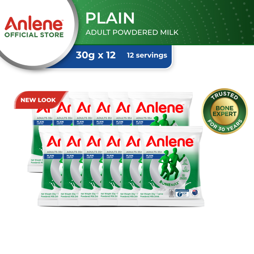 Anlene Bonemax Adult Milk Powder Plain 30G x12 (Sachet) | Shopee ...
