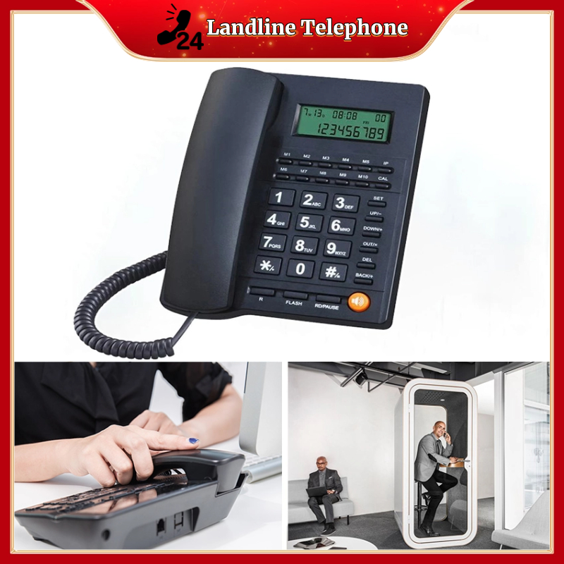 【5-year warranty】LCD Corded Caller ID Telephone Home Set Phone Caller ...
