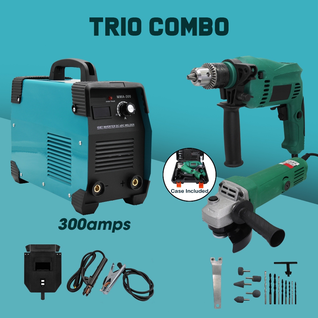 [ TRIO SET ] MK MMA-300 Welding Machine + 2in1 MK HP1600 Drill and ...