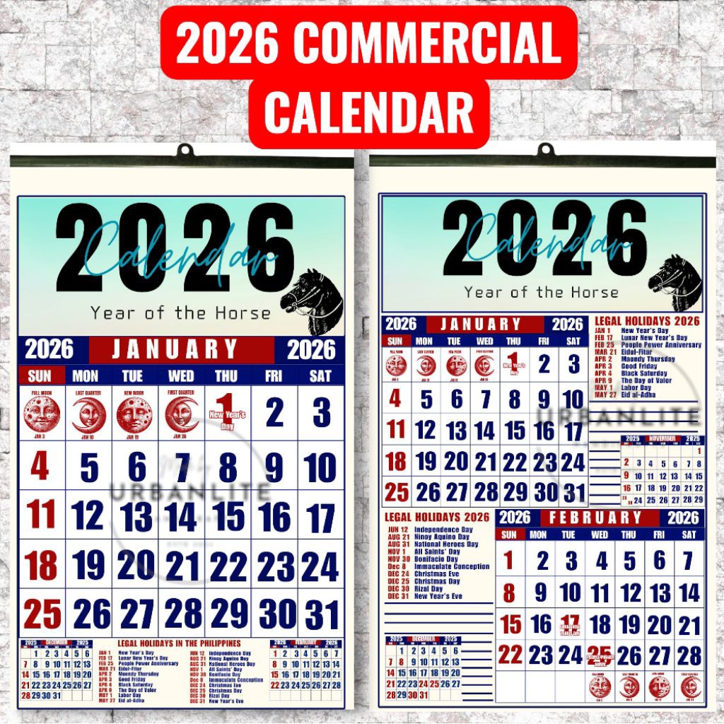 2026 COMMERCIAL CALENDAR KALENDARYO WALL CALENDAR 6pages & 12pages ...