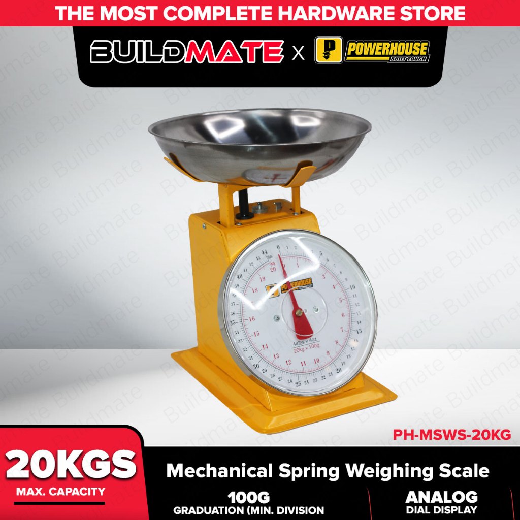 Buildmate x POWERHOUSE 20kg Analog Weighing Scale w/ Pan for Kitchen ...