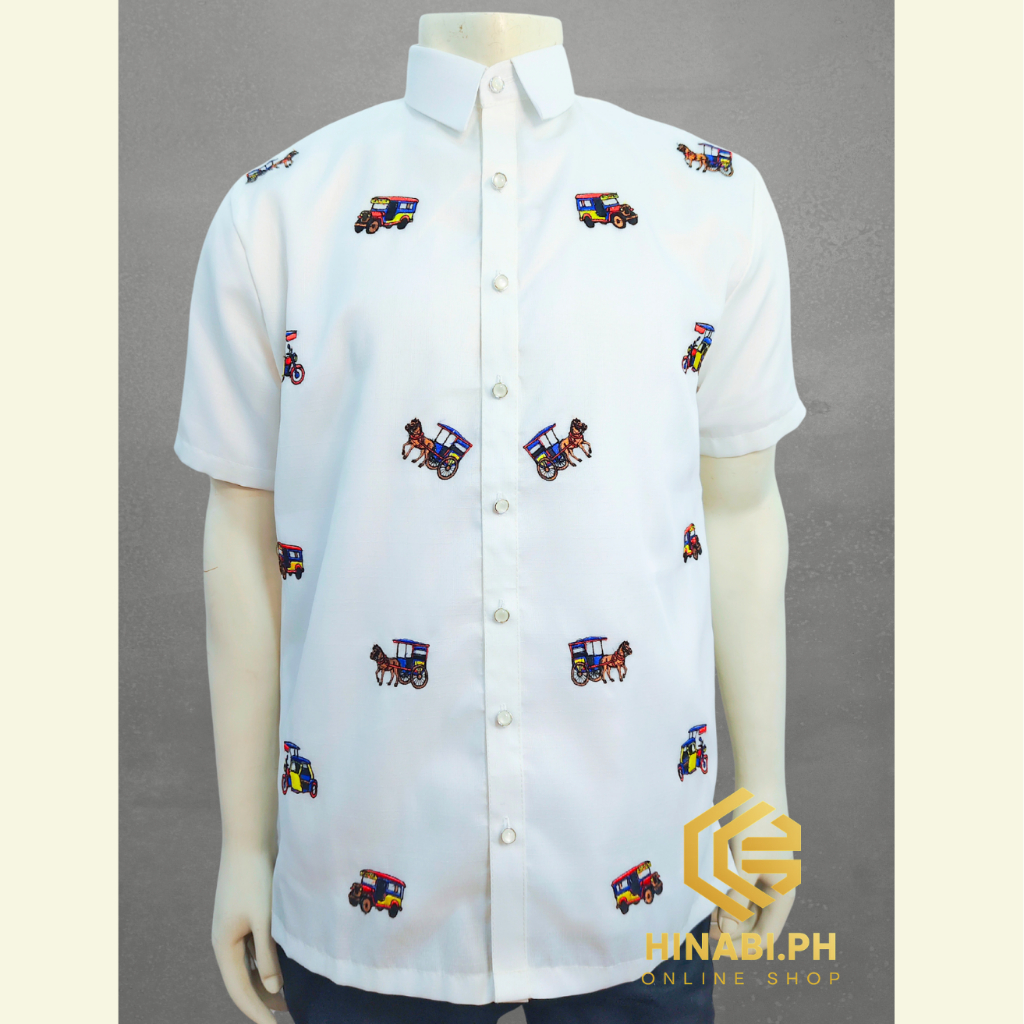 Premium Full Open Polo Barong for Men, Cocoon Silk (faux) with Double ...