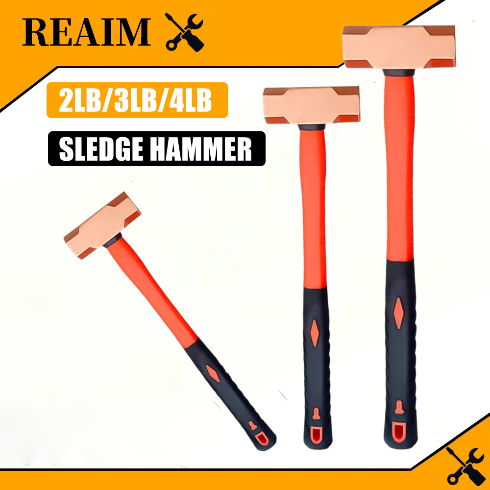 REAIM Sledge Hammer TPR handle Wooden handle2/3/4LBS Demolition ...