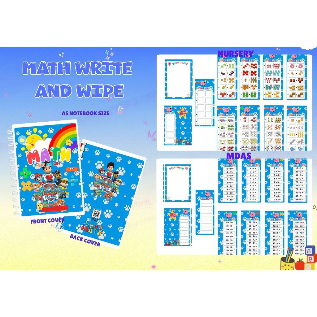 MATH WRITE AND WIPE LAMINATED | NURSERY | MDAS | ACTIVITY | A5 NOTE ...