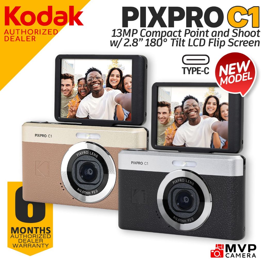KODAK PIXPRO C1 Compact Digital Camera 180° Flip Screen 32GB Bundle MSD ...