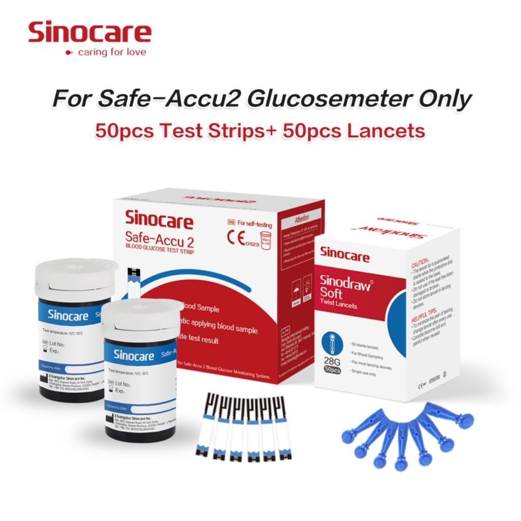 SINOCARE ACCU 2 STRIPS WITH LANCETS 50pcs | Shopee Philippines