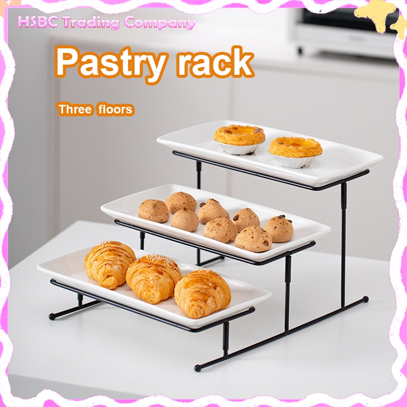 3-Tier Rectangular Serving Platter - Three Tiered Cupcake Tray Stand ...