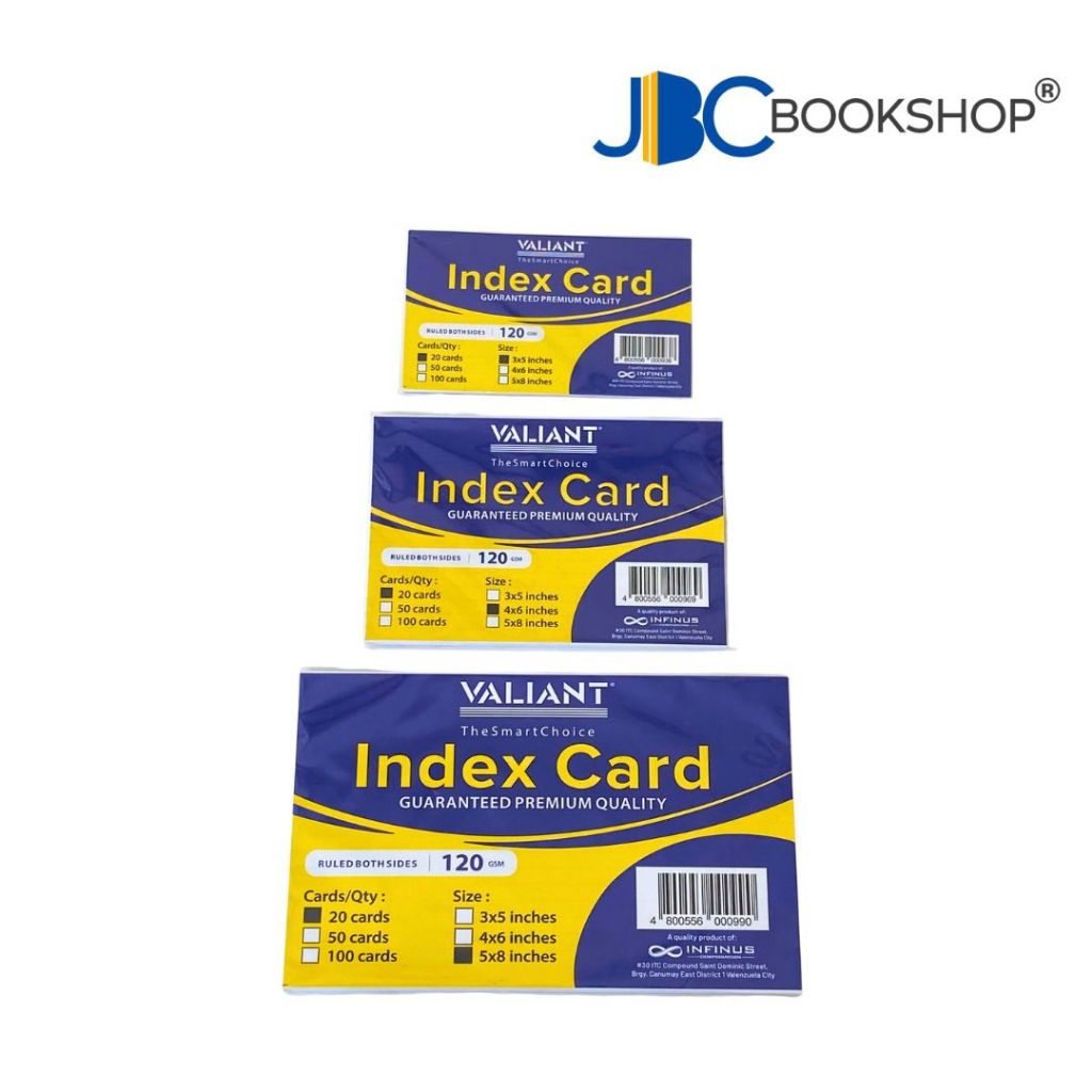 Valiant Index Card 5x8, 4x6, 3x5 (20 sheets) | Shopee Philippines