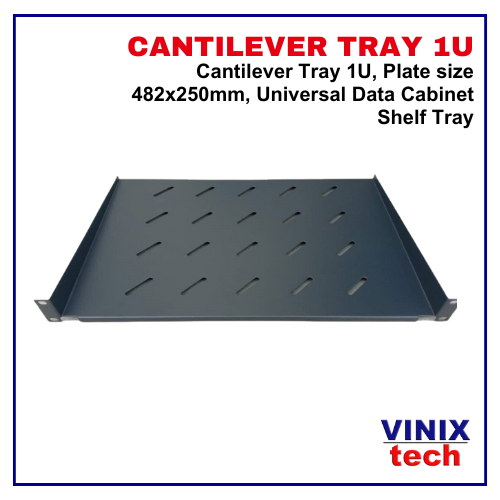 Cantilever Tray 1U, plate size 482x250mm, Universal Data Cabinet Shelf ...