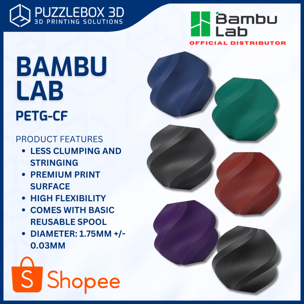 Bambu Lab PETG-CF 3D Printing Filament Less Clumping Stringing & High ...