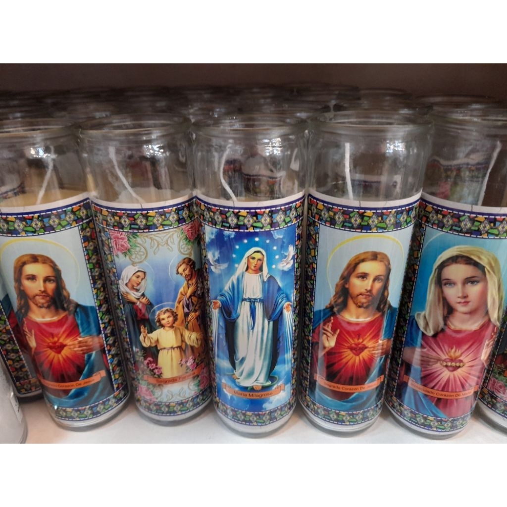 Prayer Religious Candle in Glass for Cemetery Altar Random design sold ...