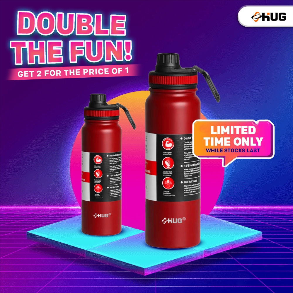 HUG 800ml/1L Thermos Flask Double Wall Vacuum Insulated 304 Stainless ...
