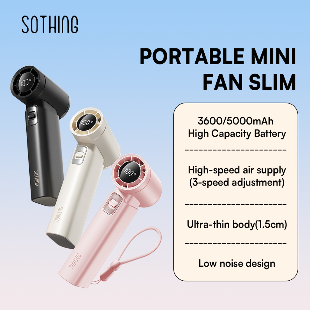 SOTHING Slim Portable Mini Fan 3600mAh Turbo Jet Rechargeable Fans for ...
