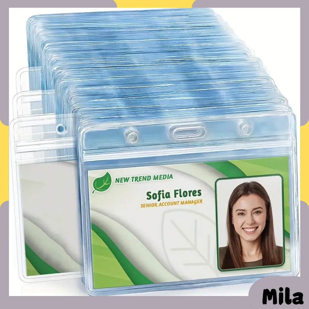 100pcs ID Case Transparent Waterproof ID Holder Vertical & Horizontal ...