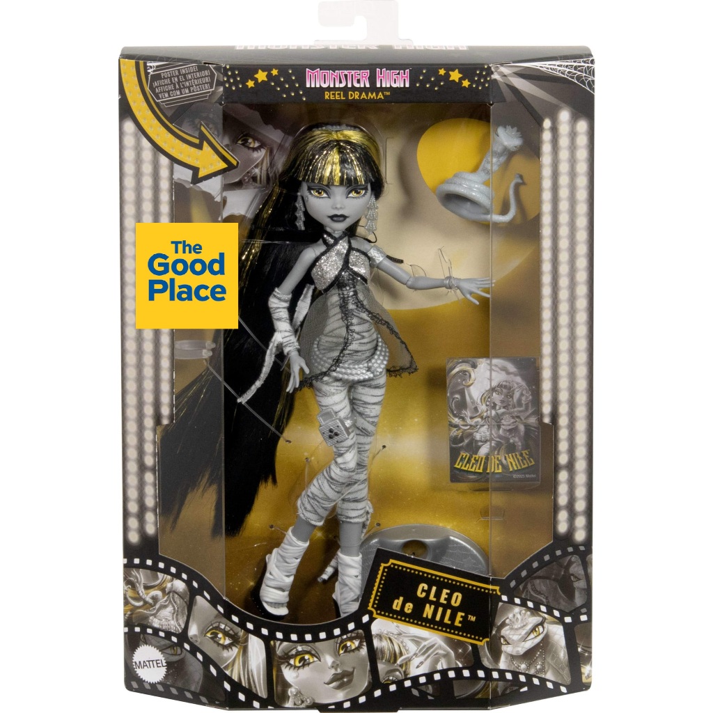 MATTEL Monster High Reel Drama Cleo De Nile Doll in Black and White ...