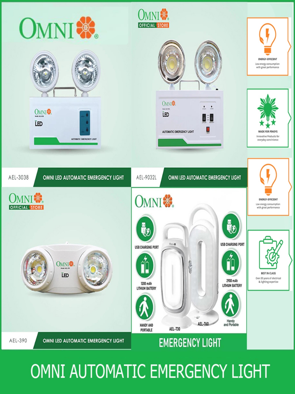 OMNI LED Automatic Emergency Light Rechargeable Emergency Light 5 pcs ...