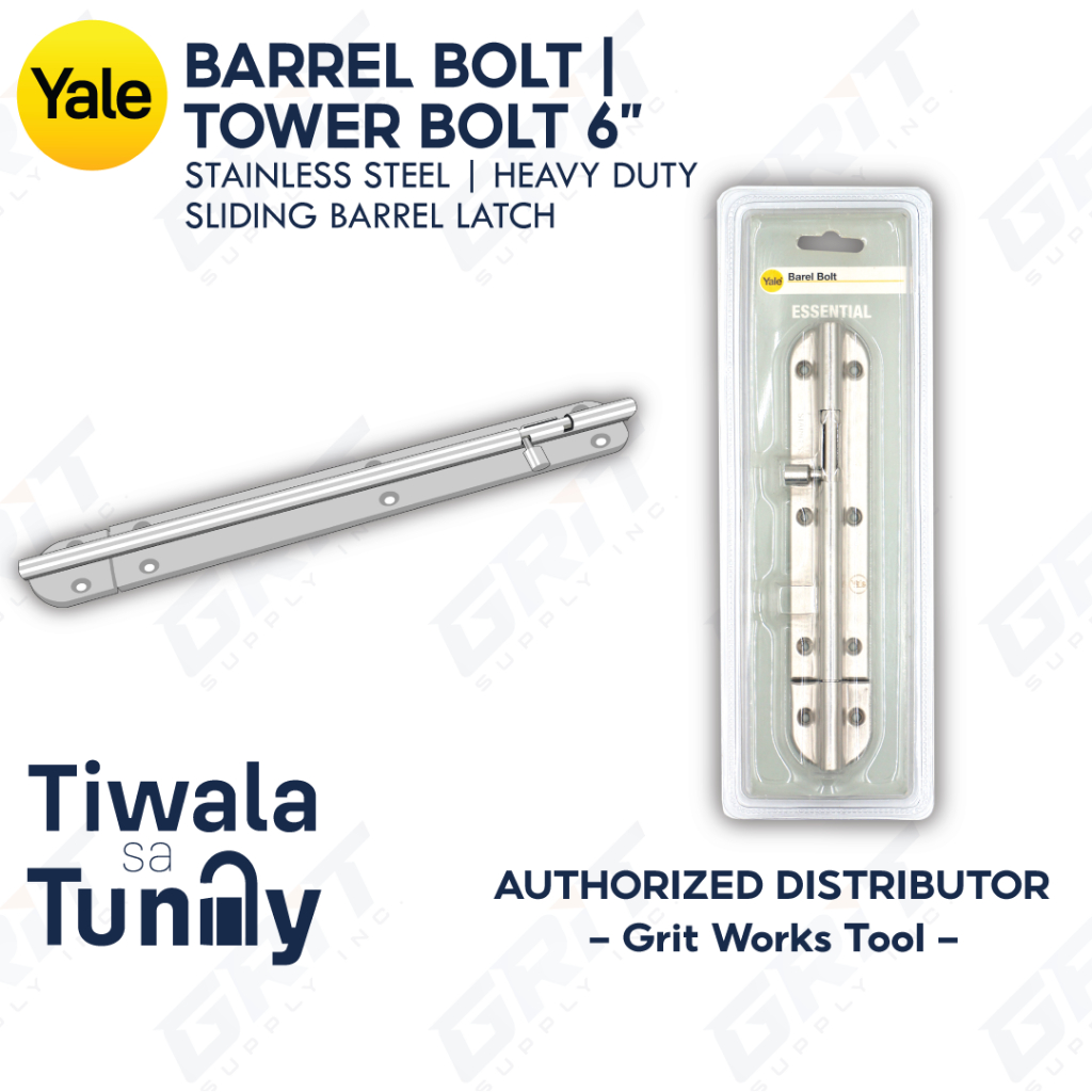 YALE Barrel Bolt VYETB1006 US32D – 6" | Stainless Steel Door Bolt Lock ...