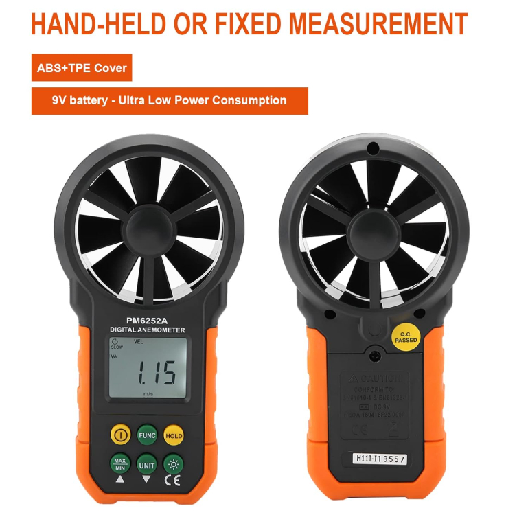 BT- PeakMeter PM6252A Digital Anemometer Wind Speed Air Volume ...