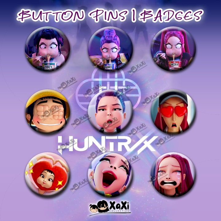 58mm Huntrix Faces Demon Hunters Button Pins | Zoey Rumi Mira | Shopee ...