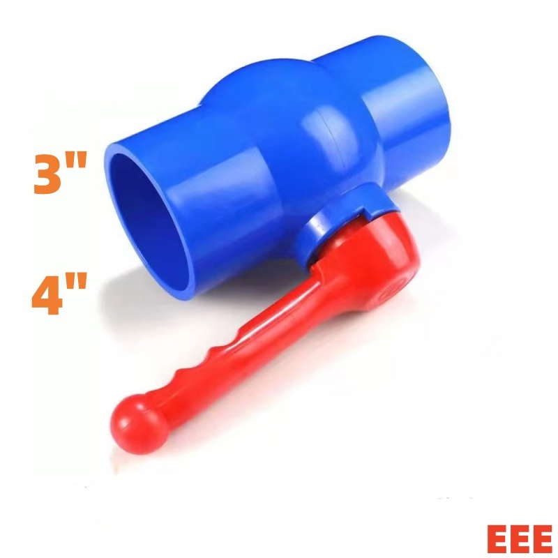 PVC Water Pipe Fittings Socket Ball Valve Blue Ball Valve Plain( 3" , 4 ...